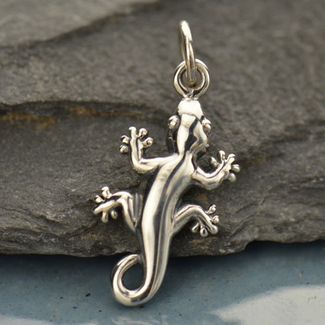 Gecko Charm, Gecko Pendant, Lizard Charm, Lizard Pendant, Sterling ...