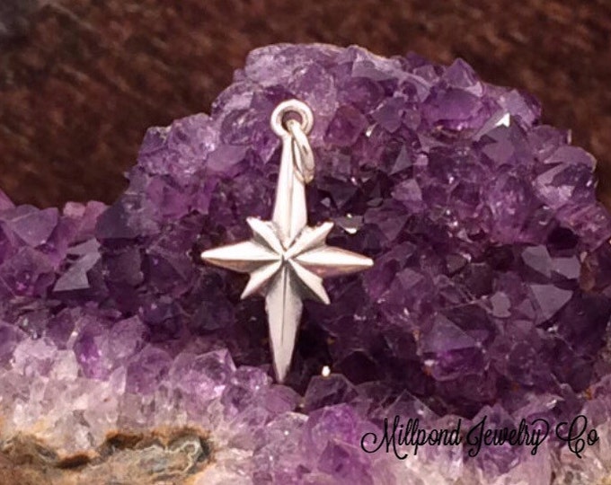 North Star Charm, Star Charm, North Star Pendant, Sterling Silver Charm ...