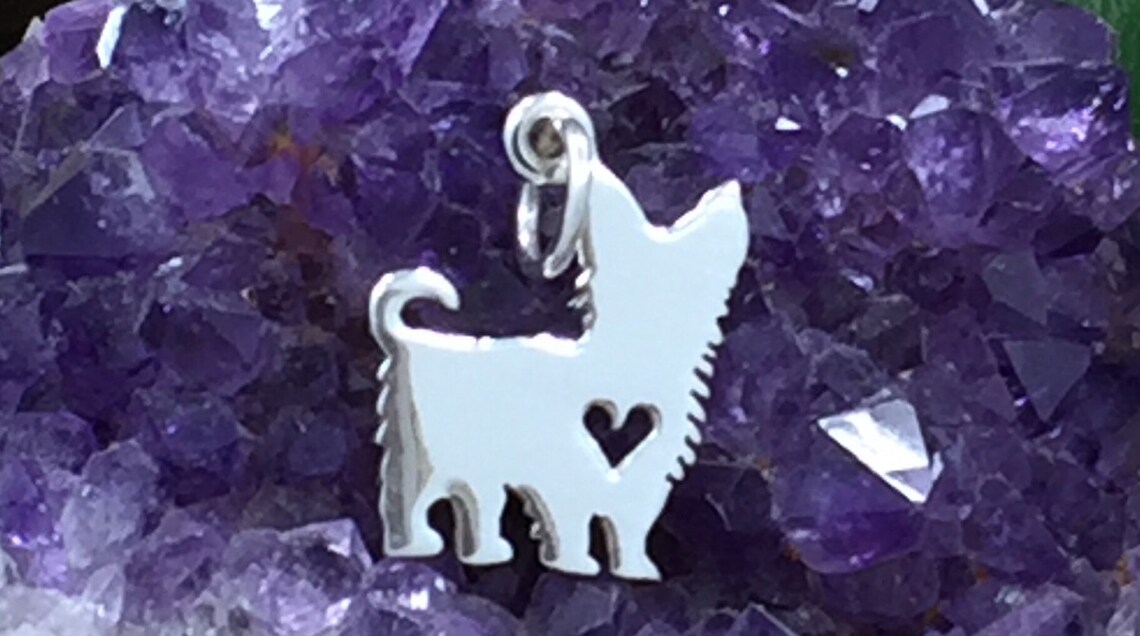 Yorkie Silhouette Charm, Yorkie Charm, Sterling Silver Yorkshire ...