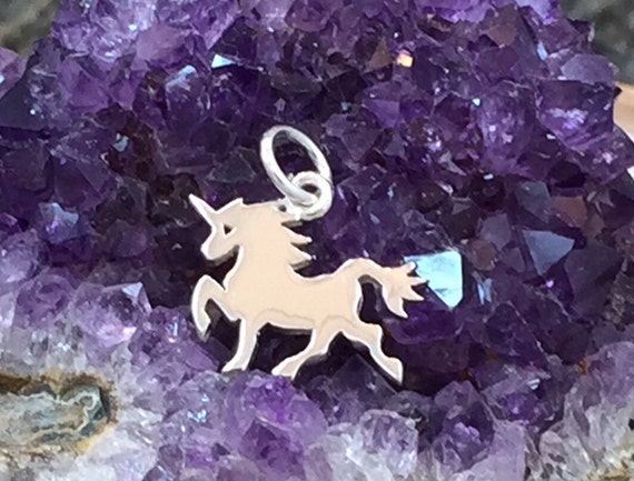 Unicorn Charm Flat Unicorn Charm Sterling Silver Unicorn | Etsy