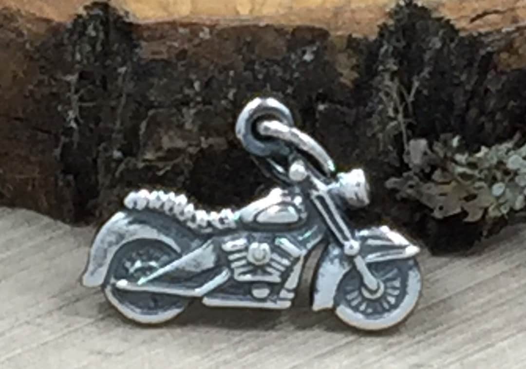 Motorcycle Charm, Motorcycle Pendant, Bike Charm, Sterling Silver Charm ...