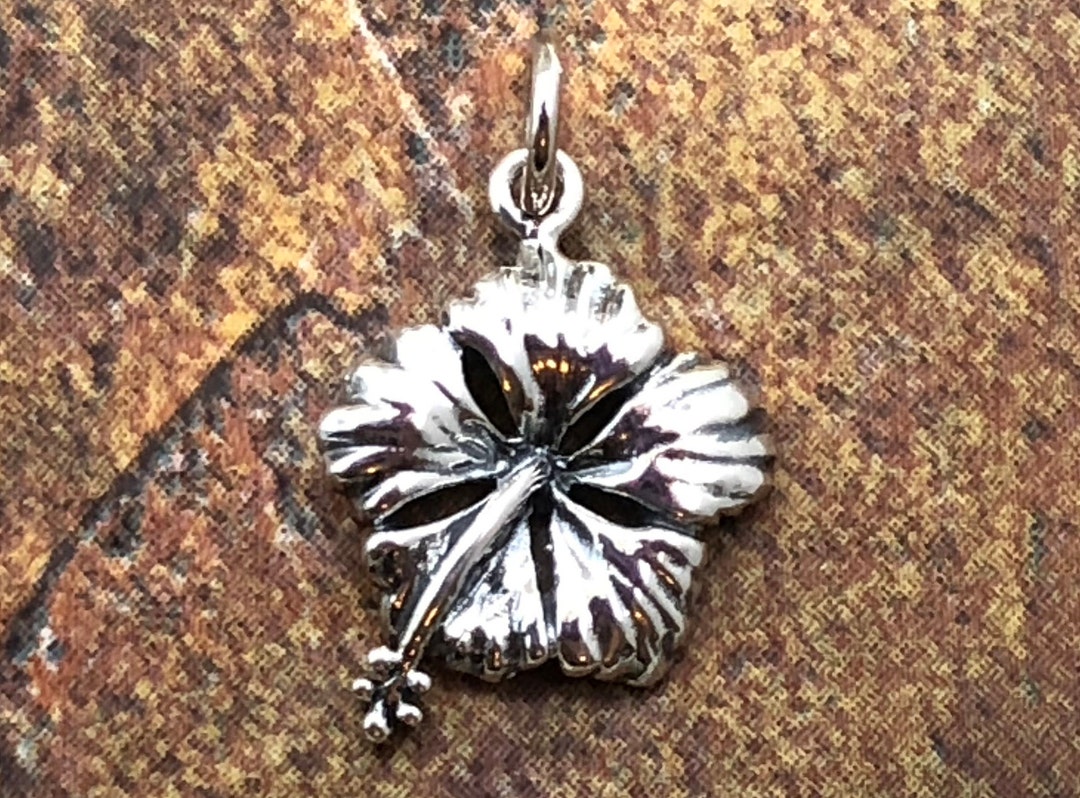 Sterling Silver Hibiscus Charm Hibiscus Pendant Hawaii - Etsy