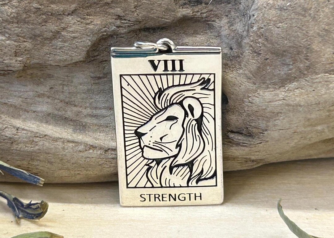 Sterling Silver Strength Tarot Card Charm, Tarot Card Charm, Strength ...