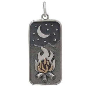 Campfire Under the Moon Charm, Camping Charm, Campfire Scene Charm ...
