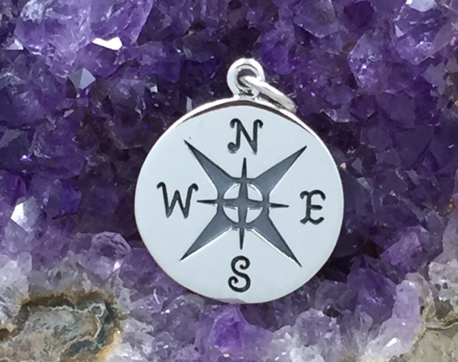 Compass Charm Compass Pendant Sterling Silver Charm Silver - Etsy