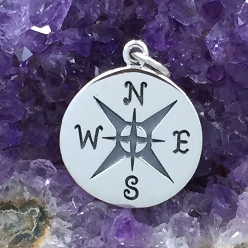 Compass Charm Compass Pendant Sterling Silver Charm Silver - Etsy