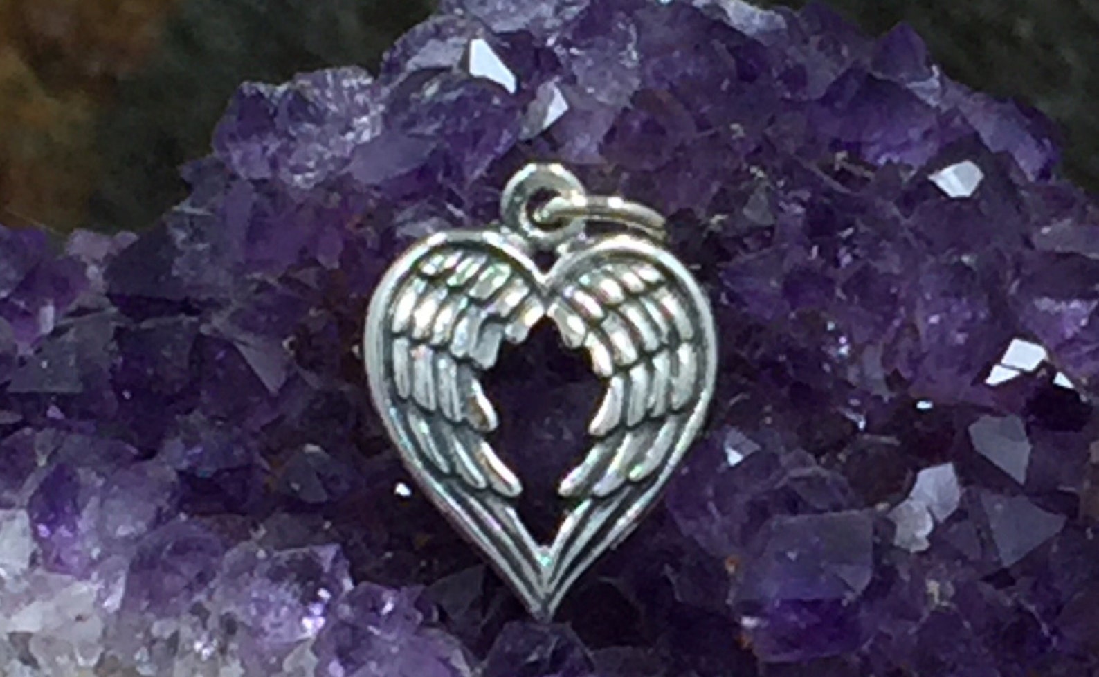 Angel Wing Heart Charm, Angel Wing Charm, Sterling Silver, Feather ...