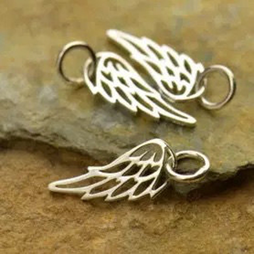 Angel Wing Charm, Angel Wing Pendant, Sterling Silver Angel Wing, Bird ...