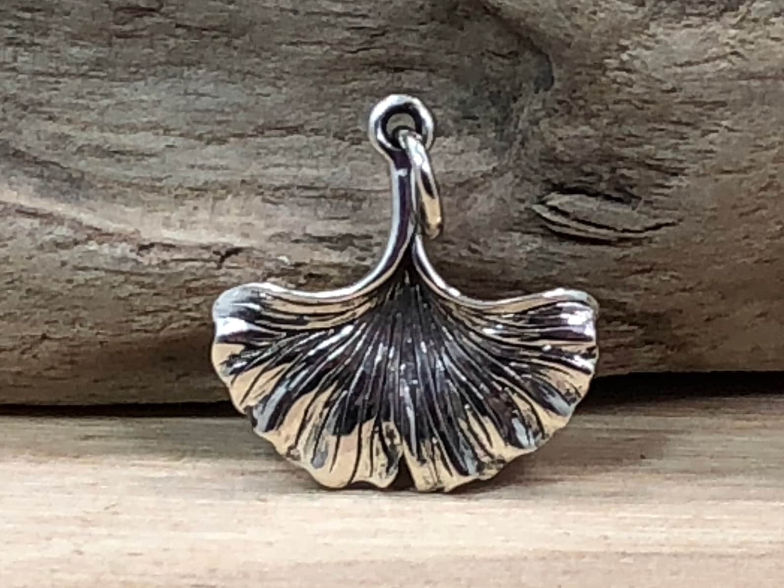 Sterling Silver Ginkgo Leaf Charm, Leaf Charm, Leaf Pendant, Nature ...