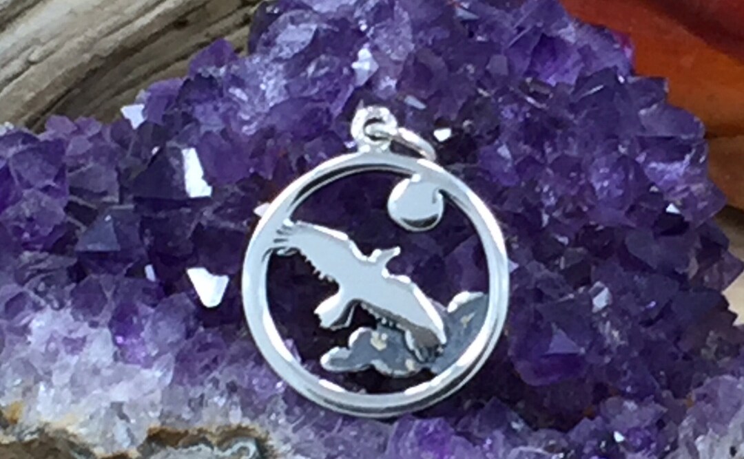 Raven Charm, Raven Pendant, Bird Charm, Flying Bird Charm, Bird Pendant ...