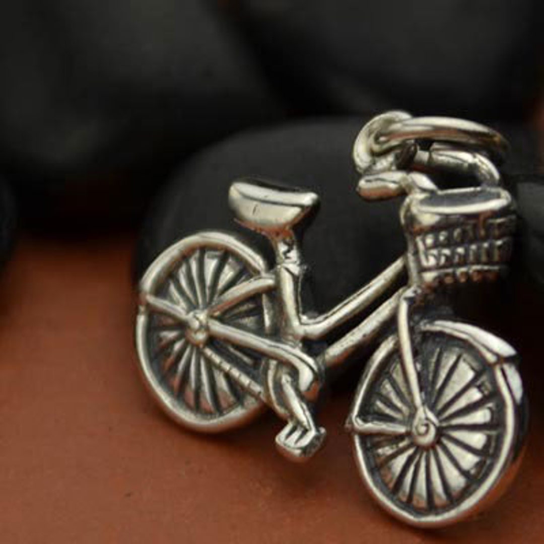 Bicycle Charm, Bike Charm, Sterling Silver Bicycle Charm, Outdoors ...