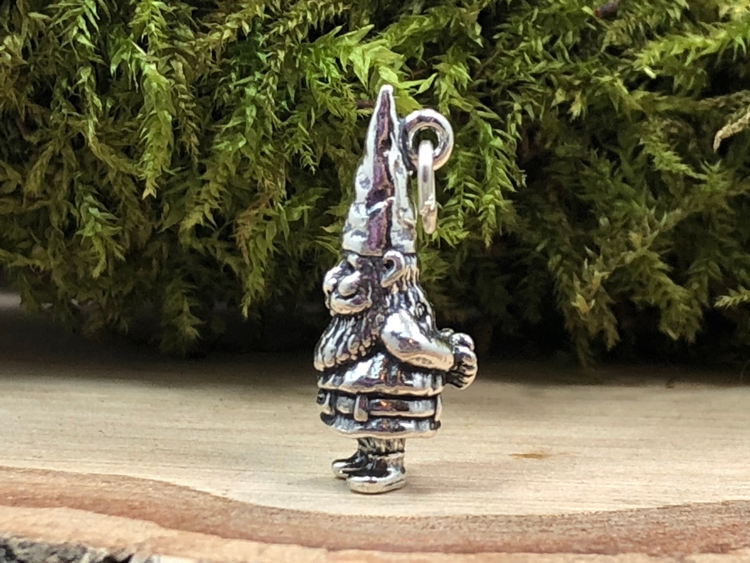 Garden Gnome Charm, Gnome Charm, Garden Charm, Sterling Silver Charm ...