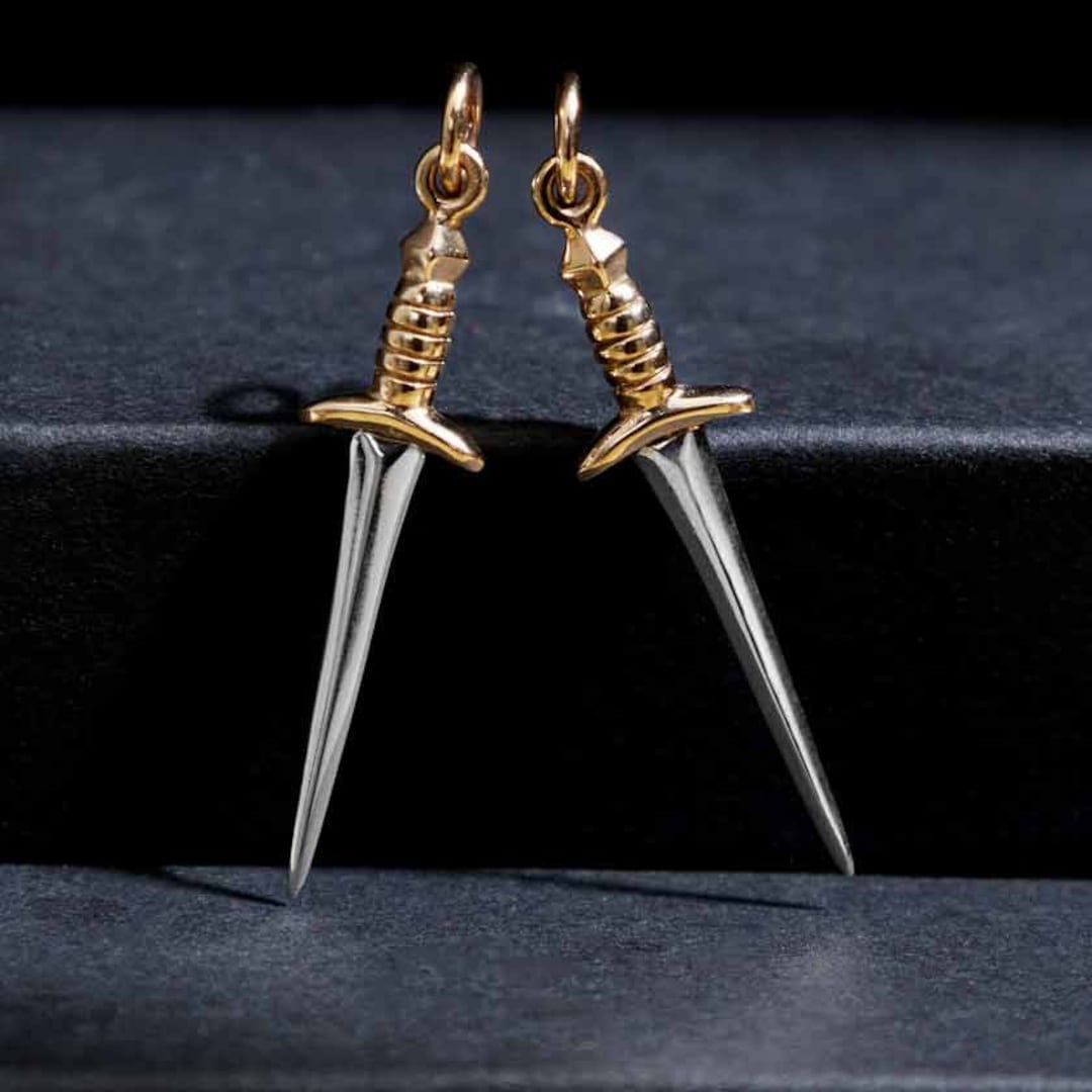 Sterling Silver Medium Sword Charm With Bronze Handle, Sword Charm ...