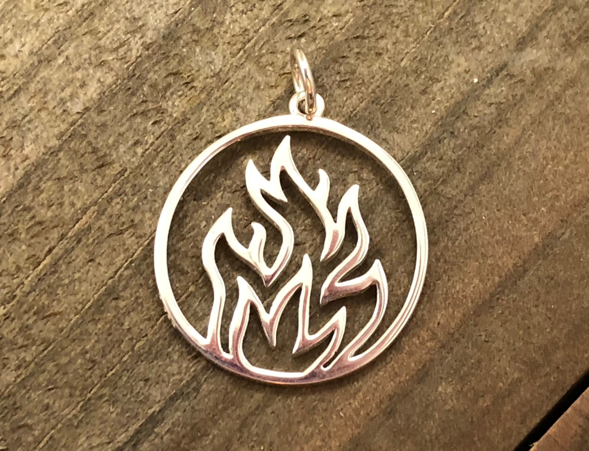Sterling Silver Openwork Fire Element Charm Flames Charm | Etsy