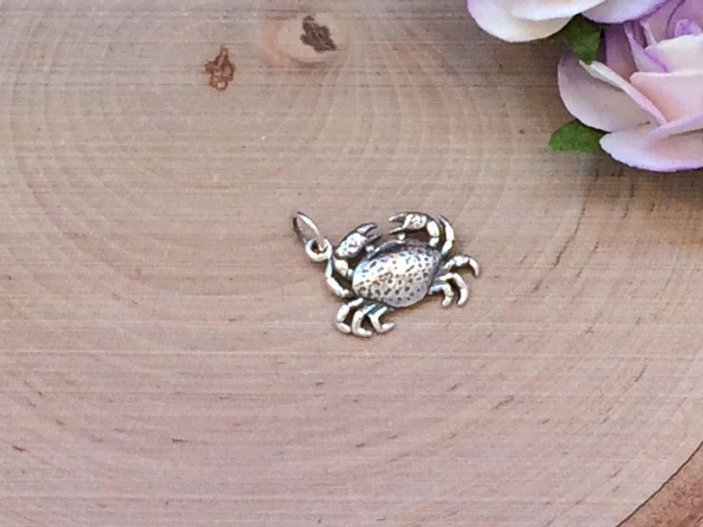 Crab Charm, Crab Pendant, Sterling Silver Crab Charm, Beach Charm ...