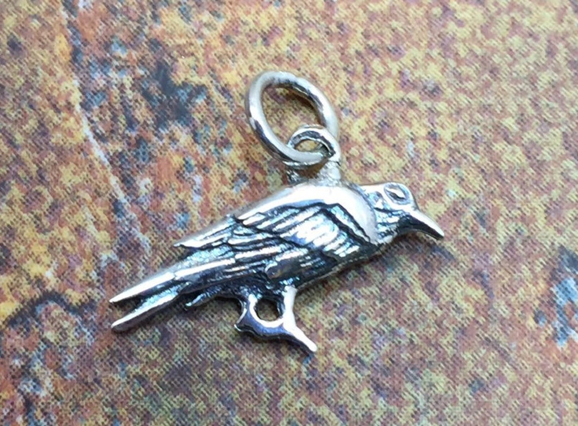Raven Charm Raven Pendant Bird Charm Bird Pendant Sterling | Etsy