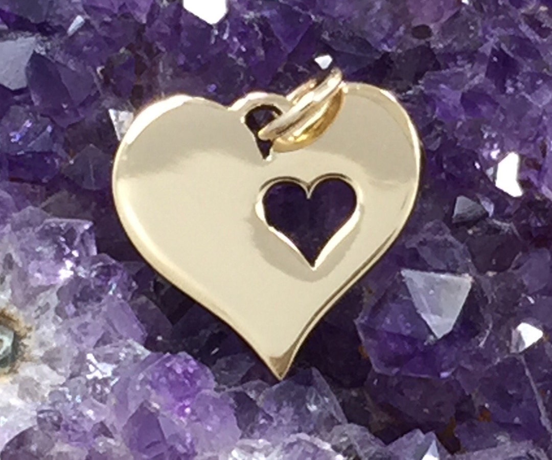 Heart Charm, Heart Cut Out Charm, Heart Charm, Bronze Heart Charm ...