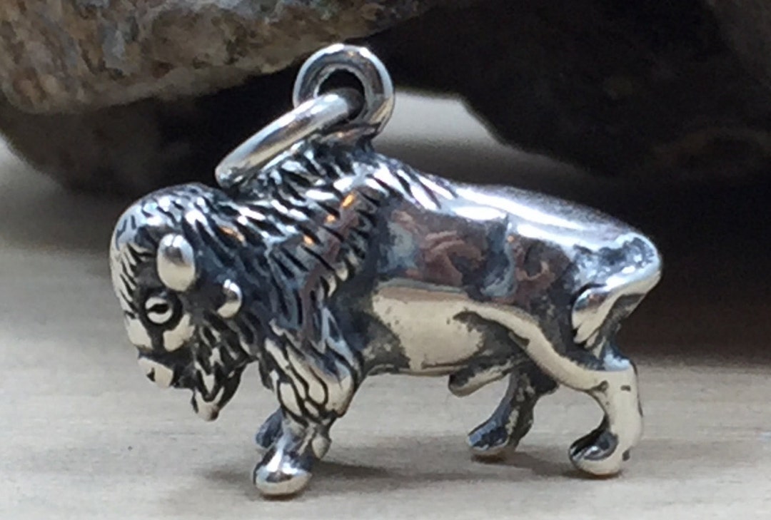 Buffalo Charm, Buffalo Pendant, Bison Charm, Sterling Silver Charm ...