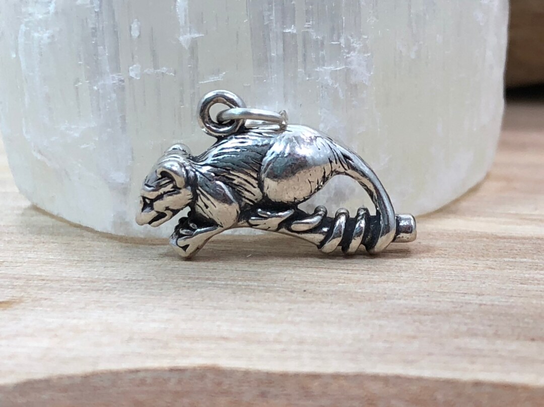 Opossum Charm, Opossum Pendant, Sterling Silver Charm, Realistic ...