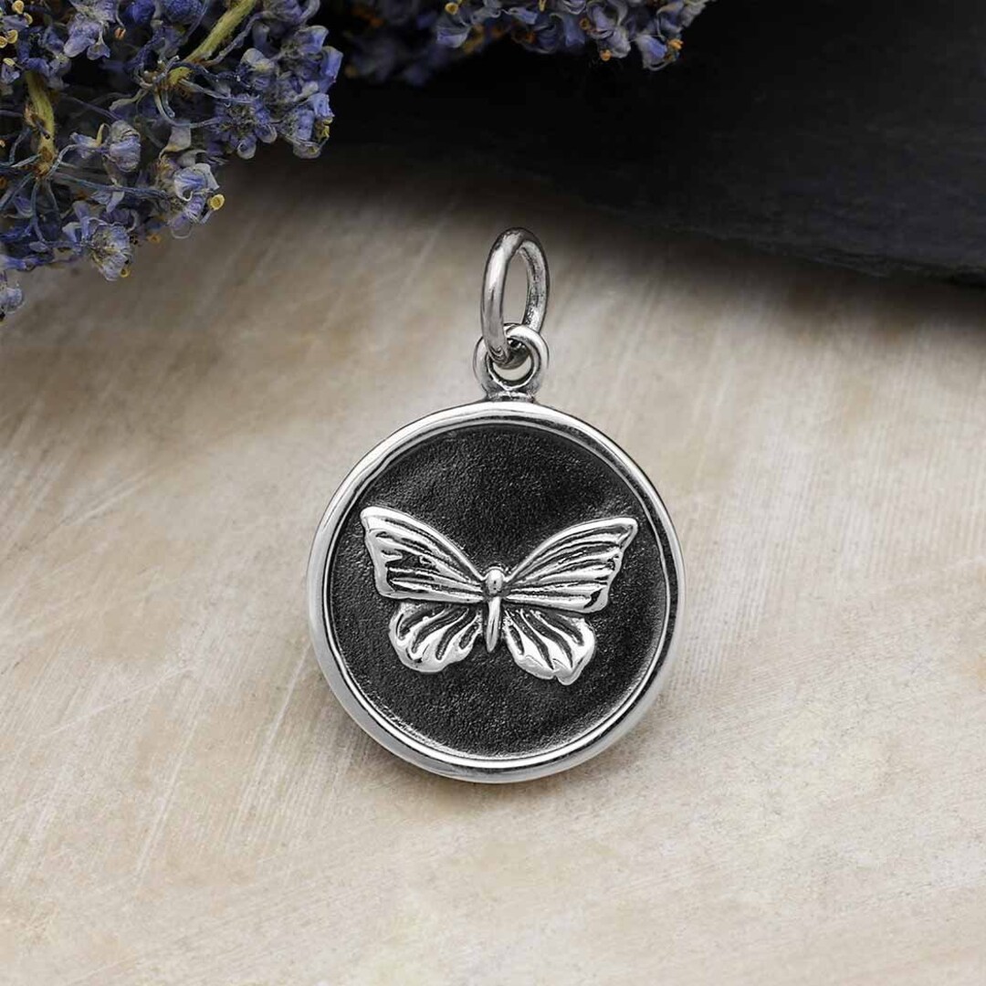 Sterling Silver Butterfly Charm in a Frame, Butterfly Charm, Butterfly ...