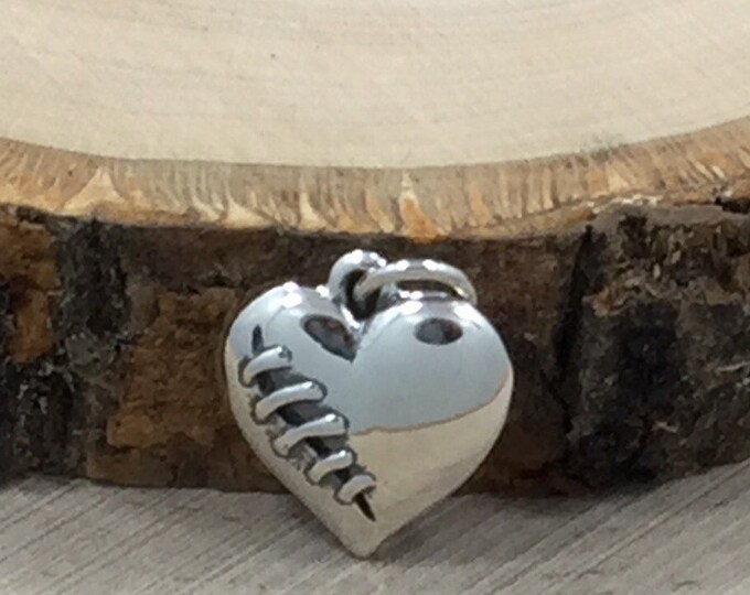 Heart Charm, Mended Heart Charm, Broken Heart Charm, Sterling Silver ...