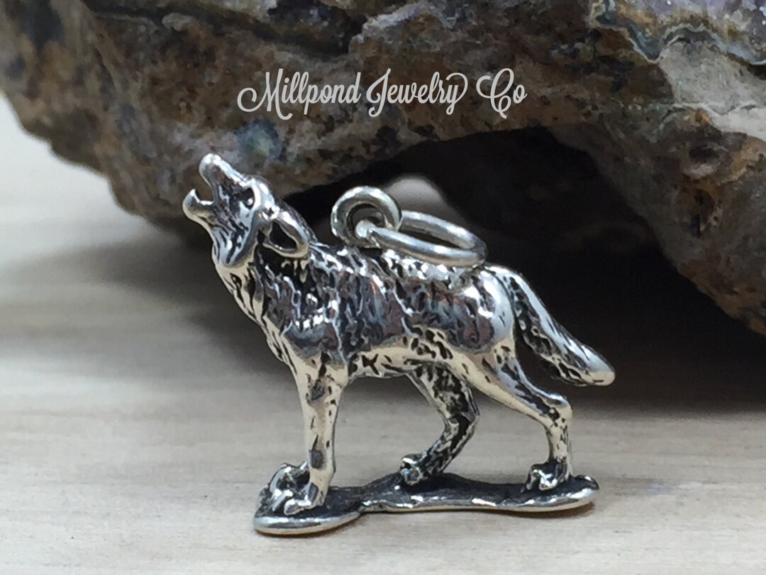 Wolf Charm, Wolf Howling Charm, Wolf Pendant, Sterling Silver Charm ...