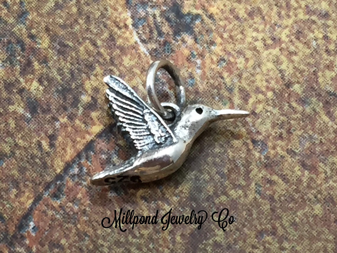 Hummingbird Charm Hummingbird Pendant Sterling Silver - Etsy