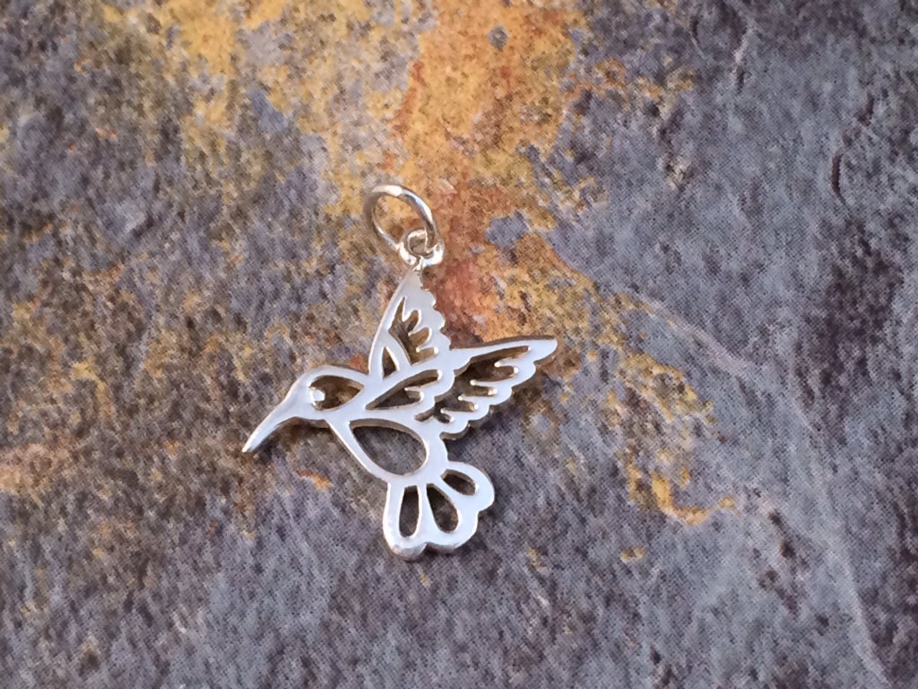 Hummingbird Charm Hummingbird Pendant Sterling Silver - Etsy