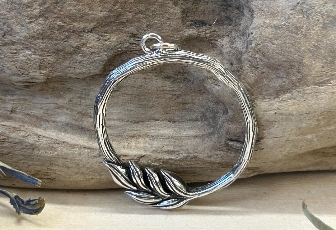 Sterling Silver Twig Circle Pendant, Branch Pendant, Branch Charm ...
