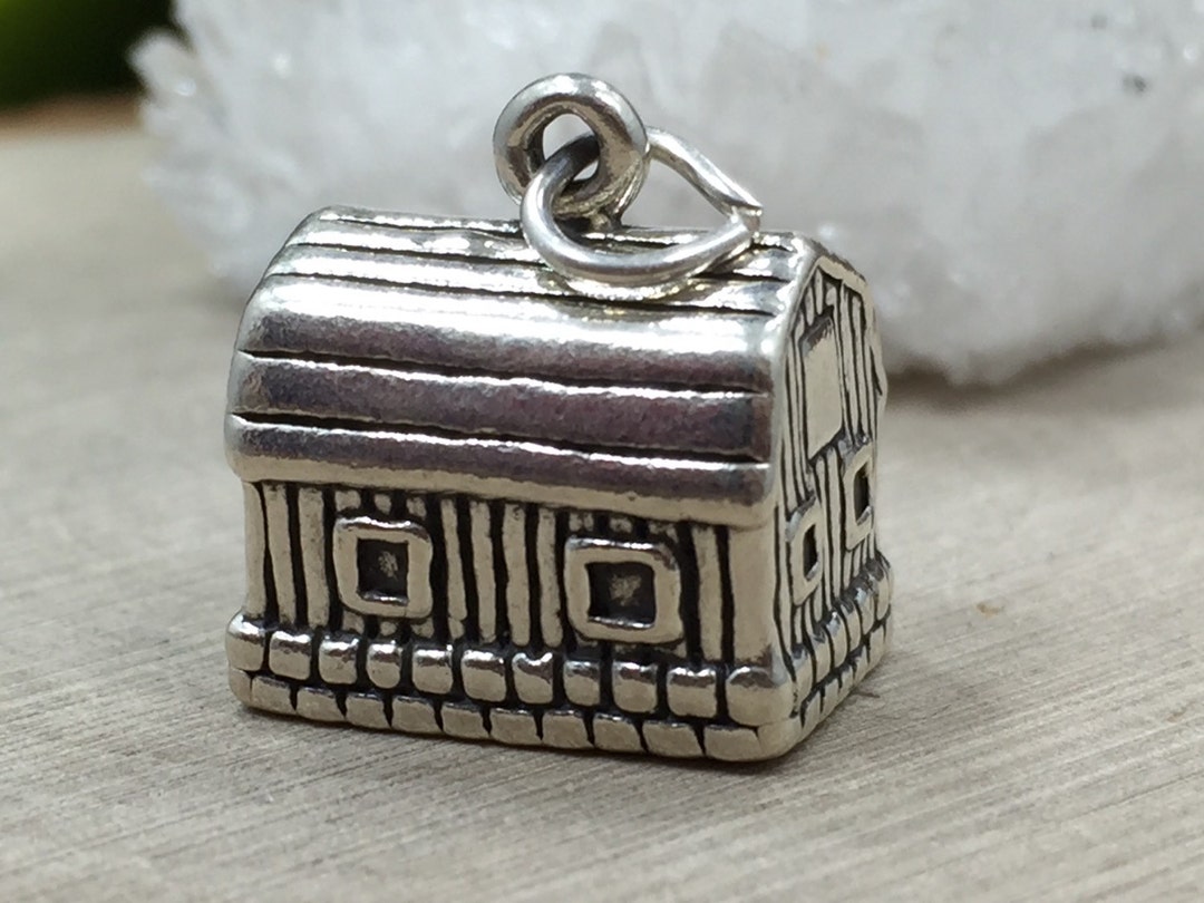 Barn Charm, Farm Charm, Farmer Charm, Farm Pendant, Sterling Silver ...