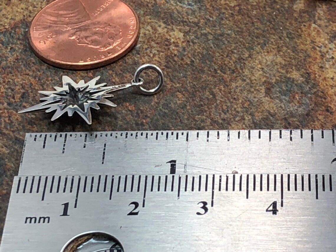 North Star Charm Sterling Silver North Star Charm With 16 - Etsy