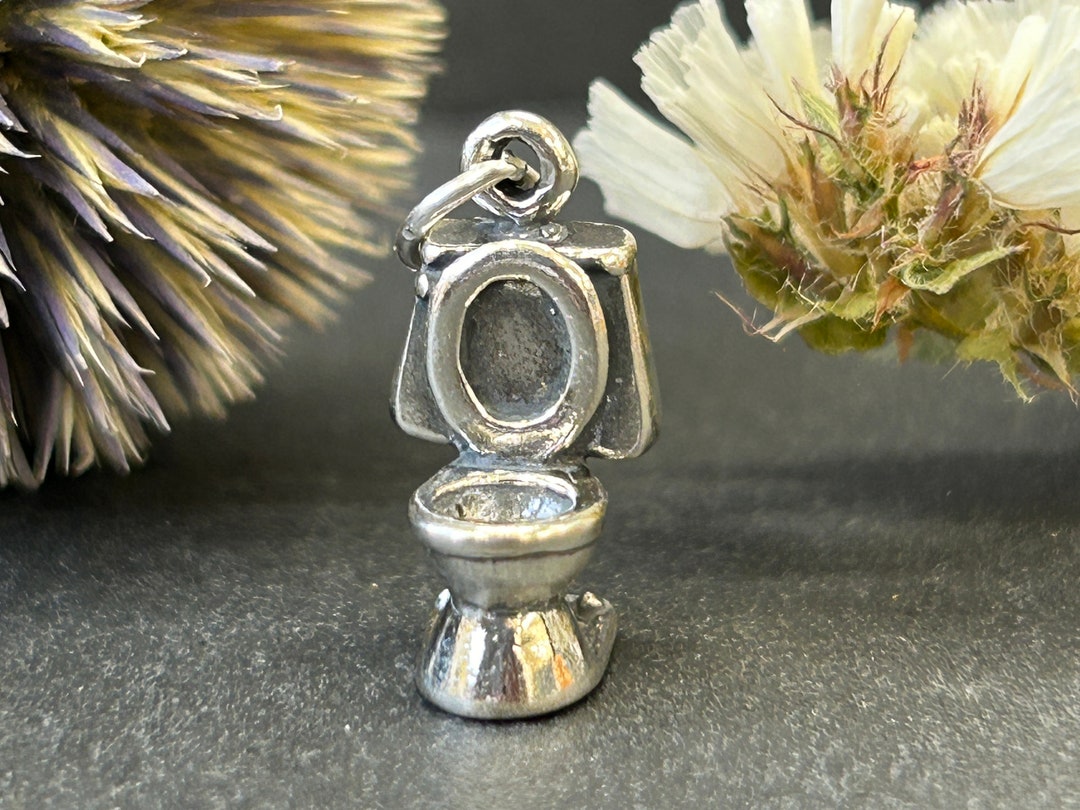 Toilet Charm, Bathroom Charm, Privy Charm, Sterling Silver Charm ...