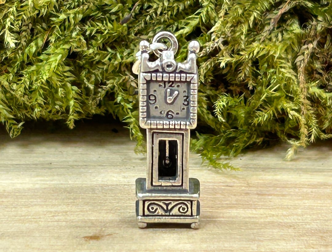 Grandfather Clock Charm, Clock Charm, Clock Pendant, Clock Face Charm