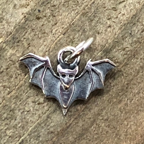 Sterling Silver Hanging Bat Charm DIY Jewelry | Etsy