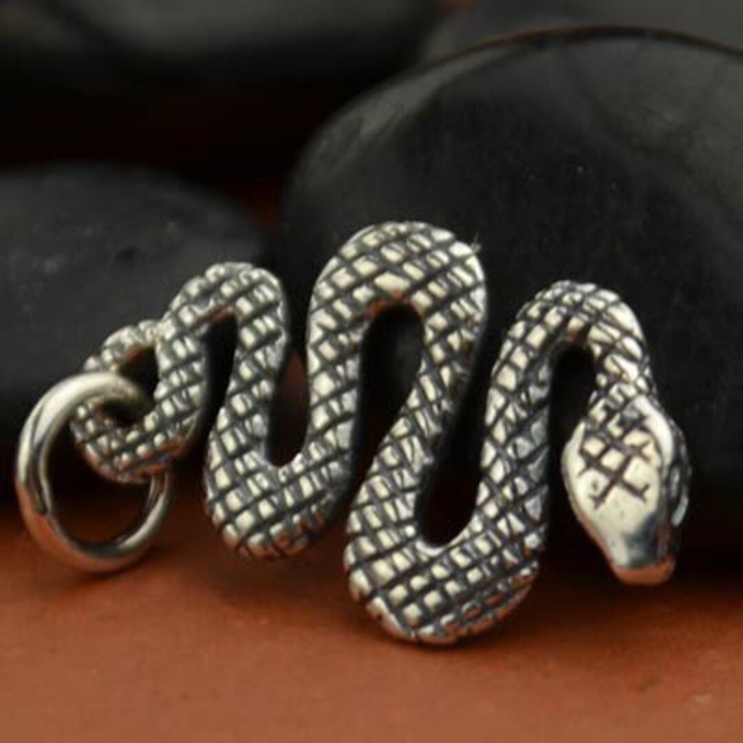 Snake Charm, Snake Pendant, Sterling Silver Charm, Reptile Charm ...