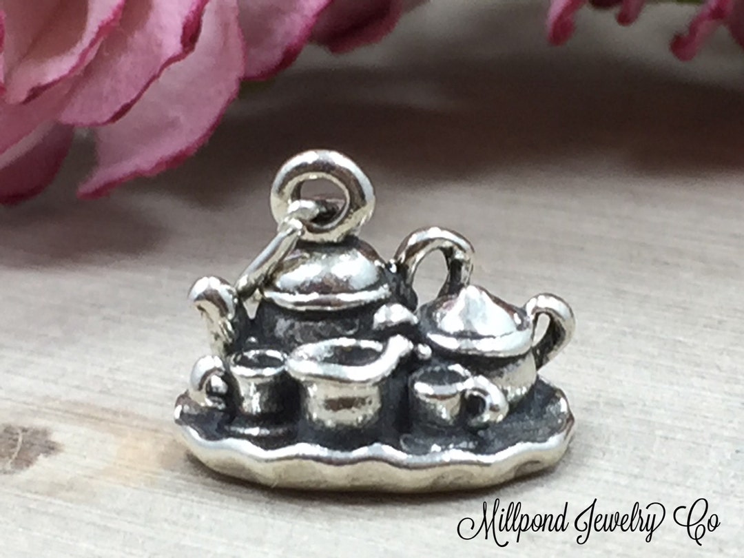 Tea Set Charm, Tea Set Pendant, Sterling Silver Charm, British Charm ...