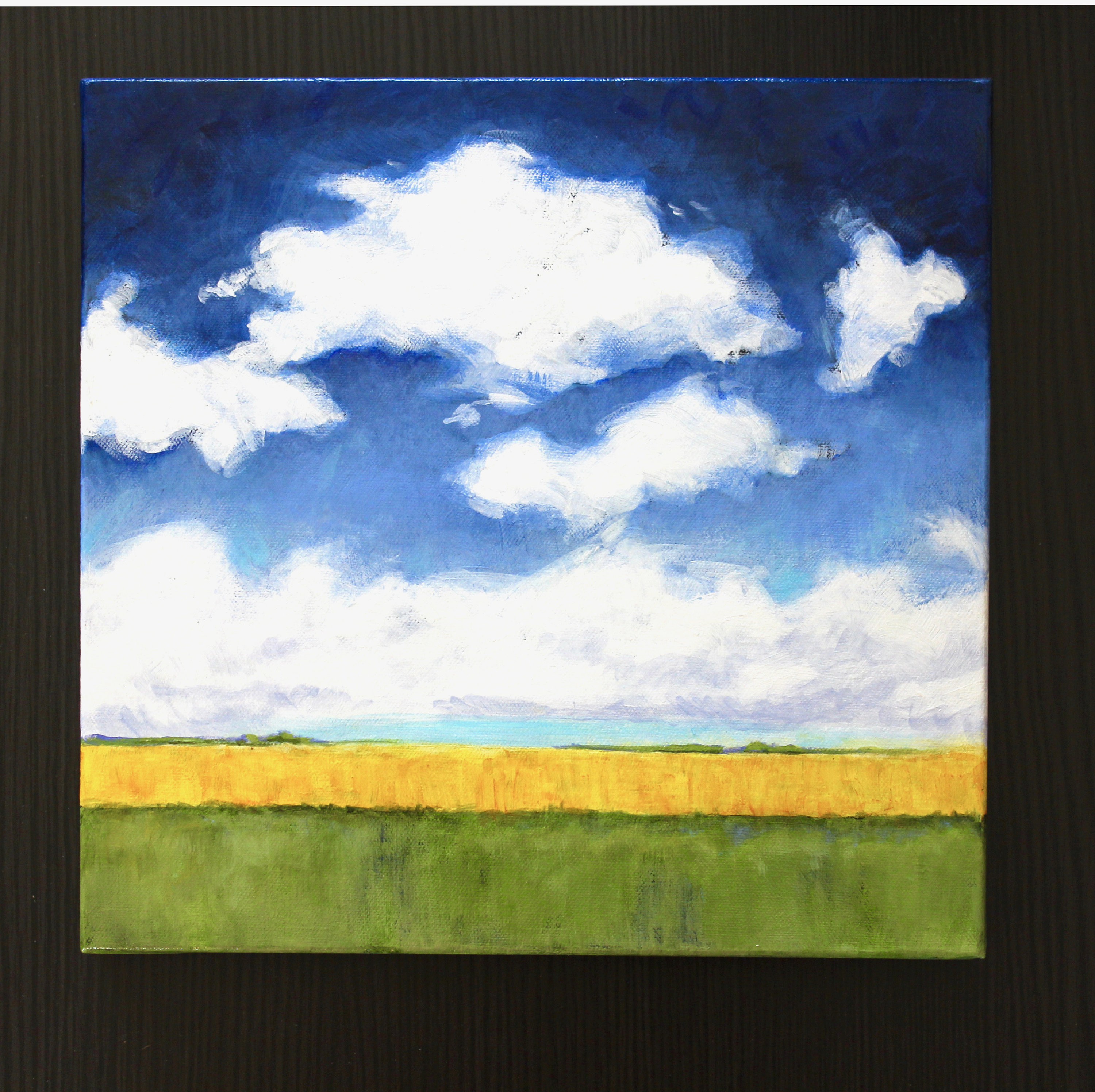 Puffy Clouds Landscape Painting Prairie Plains Farm Acrylic on Canvas ...
