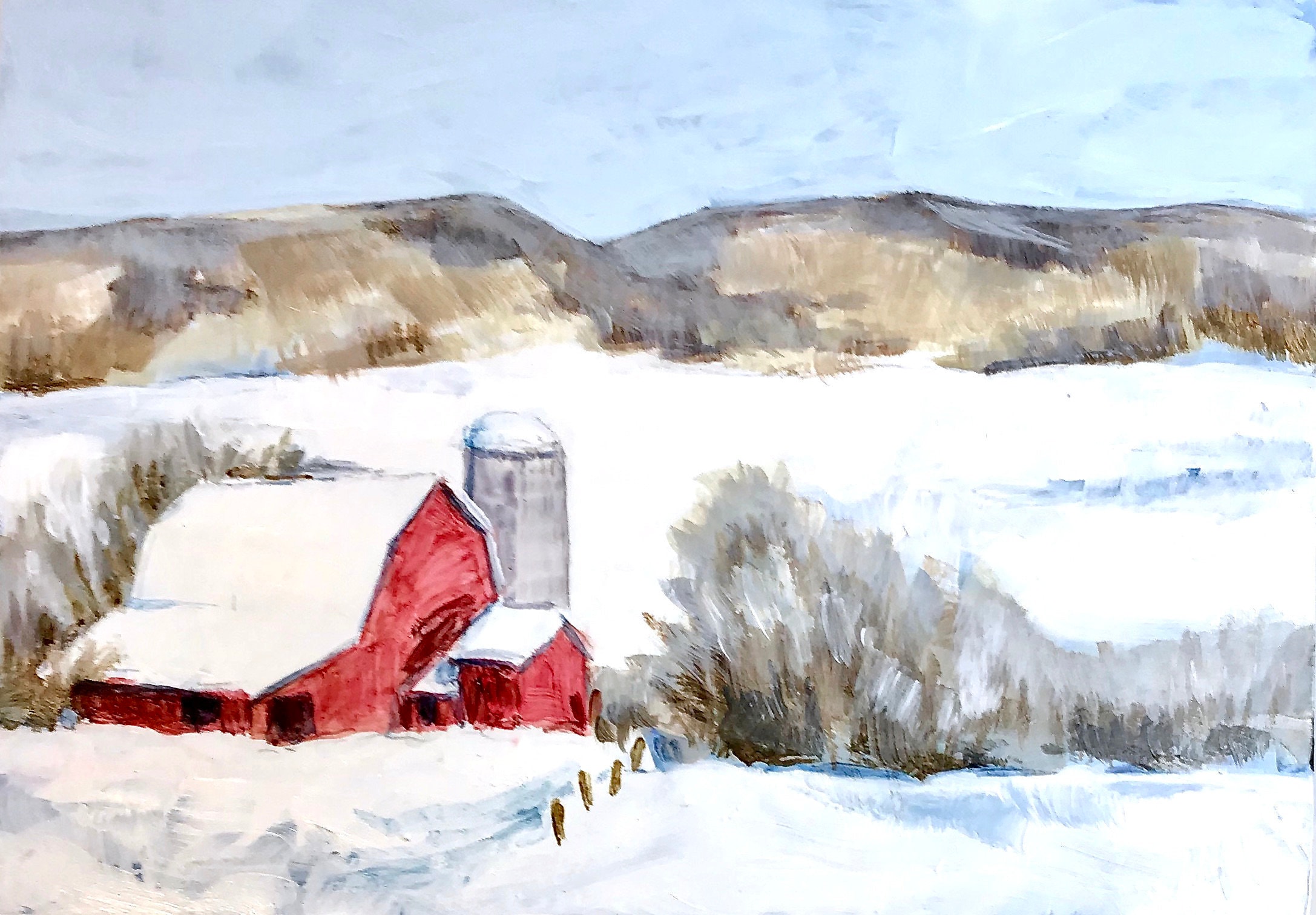 Wisconsin Winter Original Scenic Landscape Painting Acrylic on Board 5 ...