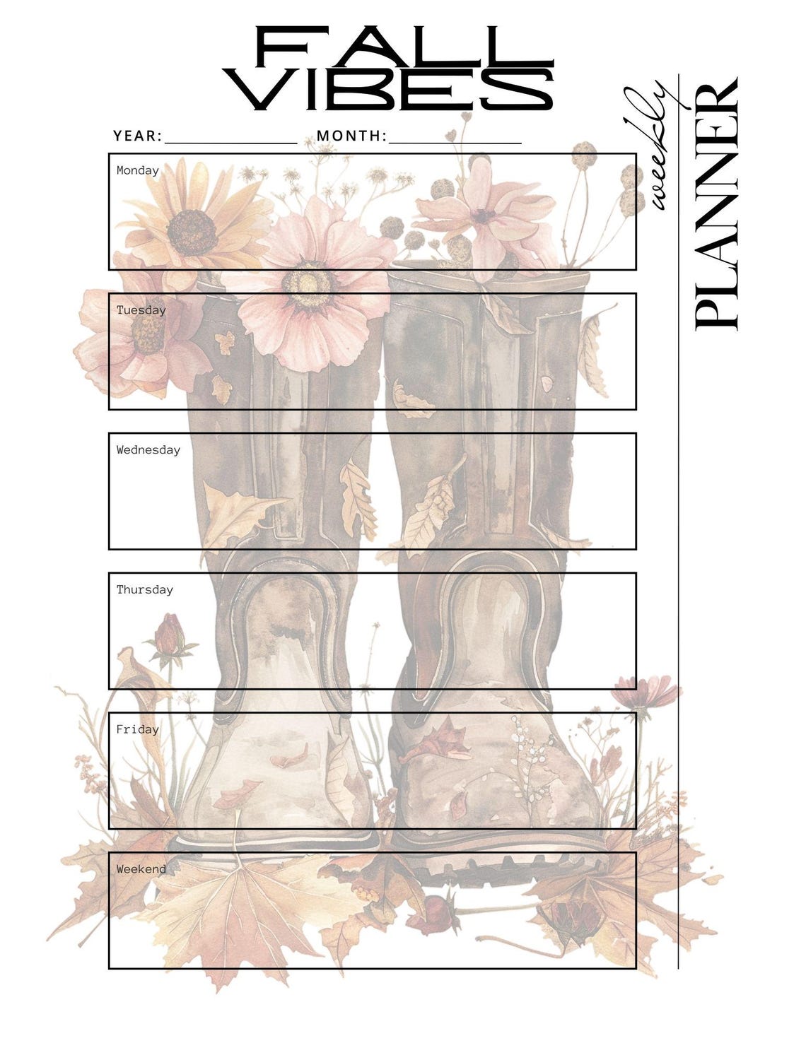 PRINTABLE FALL WEEKLY Planner | Autumn Planner | Fall Vibes | Fall ...