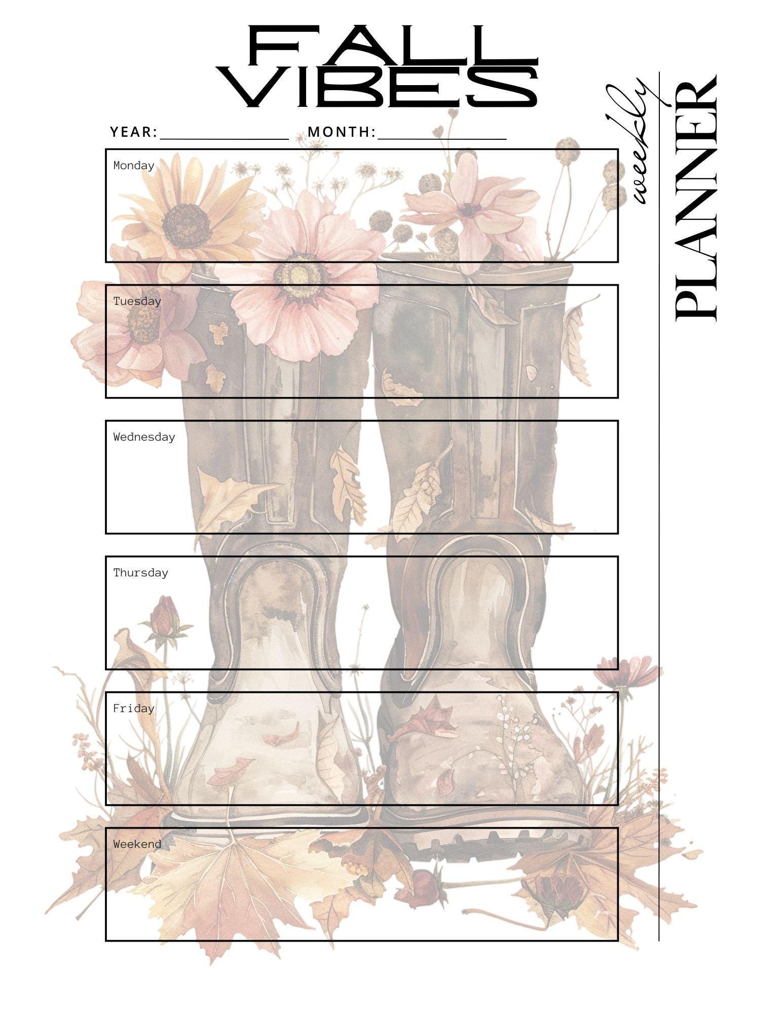 PRINTABLE FALL WEEKLY Planner | Autumn Planner | Fall Vibes | Fall ...