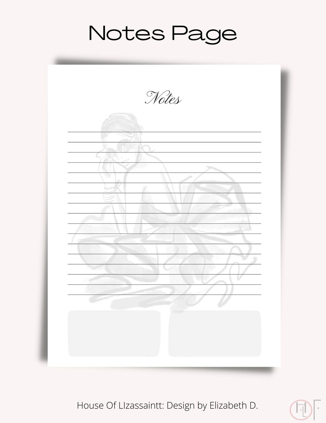 DIGITAL PRINTABLE NOTES Planner Fashion Model Notes/diary Page Template ...