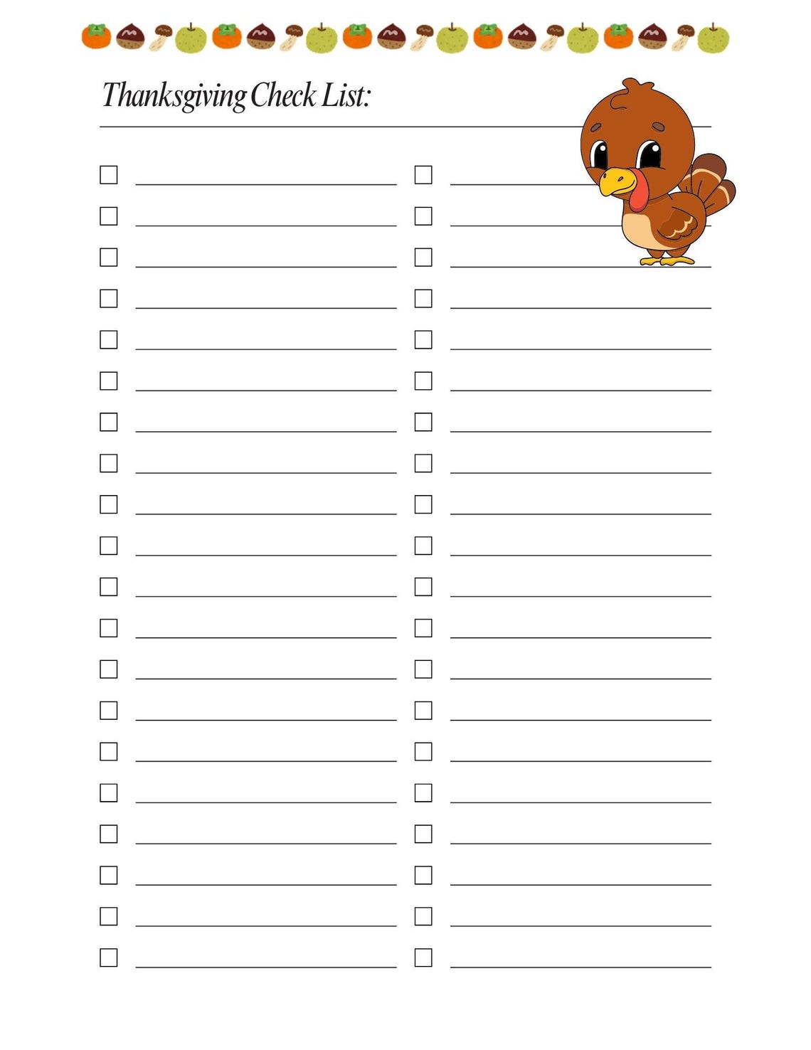 PRINTABLE THANKSGIVING NOTES Page | Insert | Baby Turkey Thanksgiving ...
