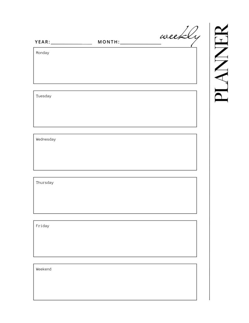 PRINTABLE WEEKLY PLANNER Template | Downloadable | Diary Insert | Notes ...