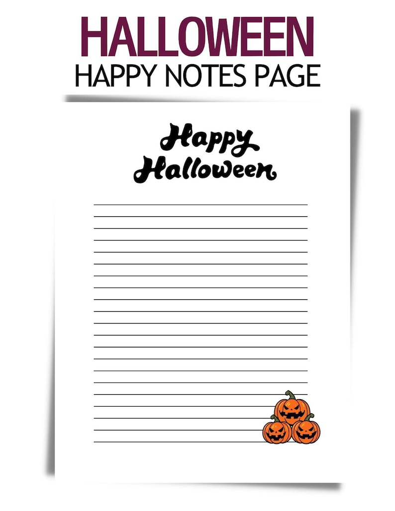 PRINTABLE HALLOWEEN NOTES Page W/ Halloween Pumpkins| Planner Insert ...