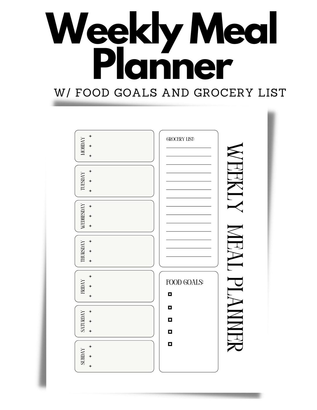 PRINTABLE WEEKLY MEAL Planner | Diary Insert Planner | Printable ...