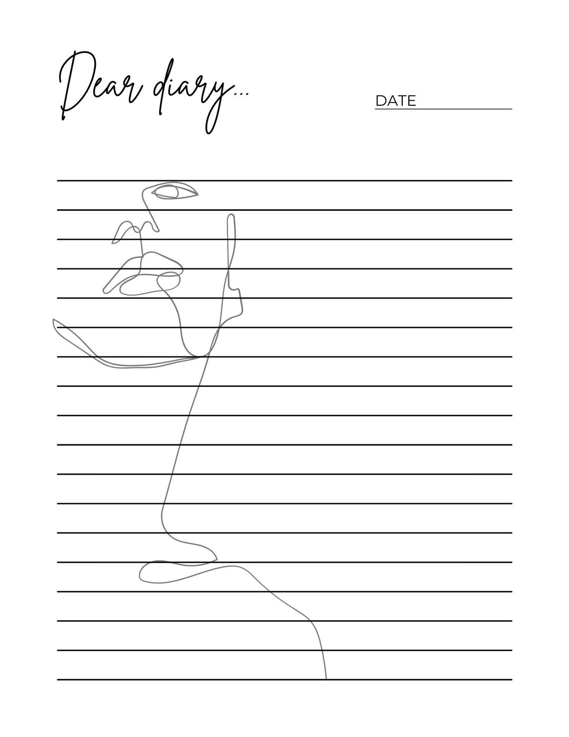 PRINTABLE DEAR Diary/blank Notes Inserts Face#3 | Printable Planner ...