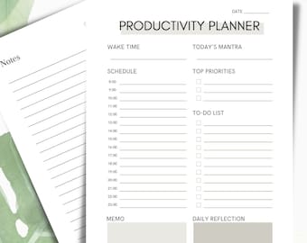PRINTABLE DAILY PLANNER | Printable Productivity Day Planner for Work ...
