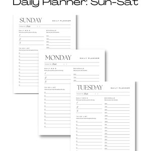 PRINTABLE DAILY BUNDLE Planner |bundle Days of the Week | Productivity ...