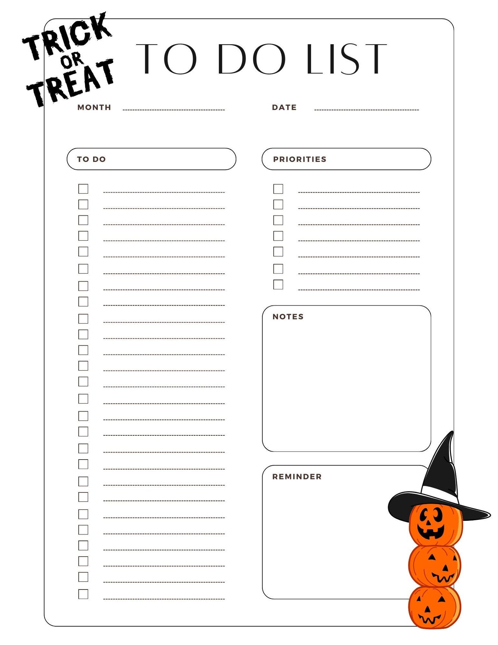 HALLOWEEN TO-DO List | Planner | Printable | Digital | Halloween List ...