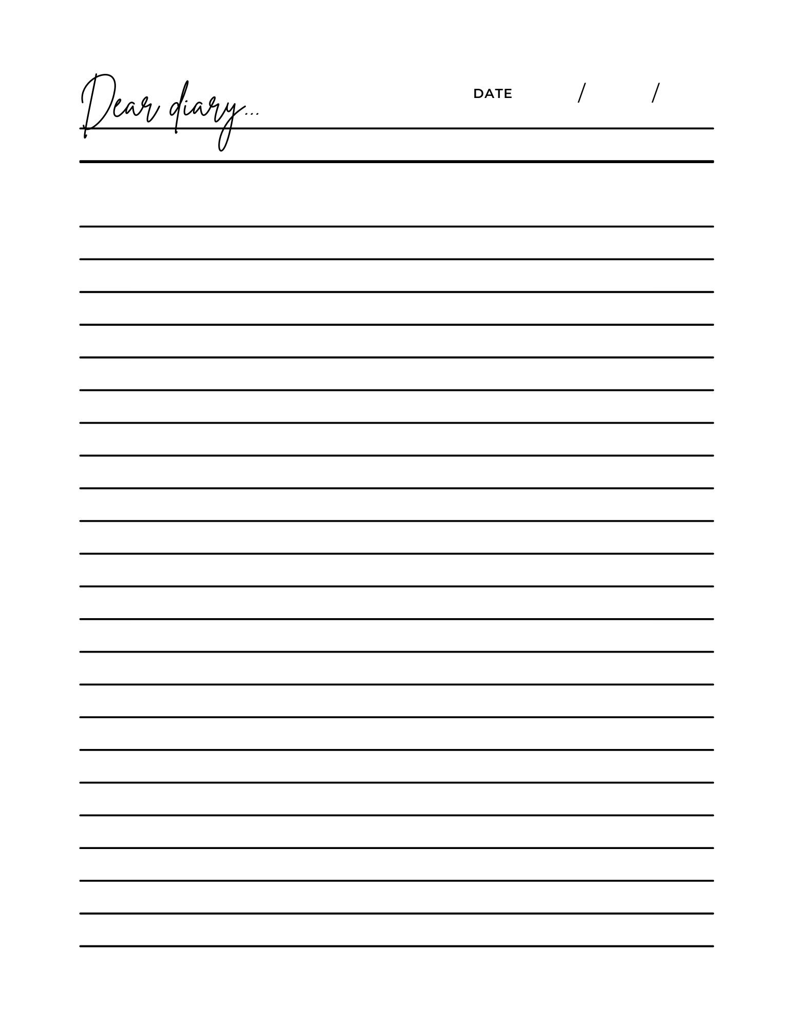 DEAR DIARY Printable BLANK Notes/diary Insert Template | Printable ...